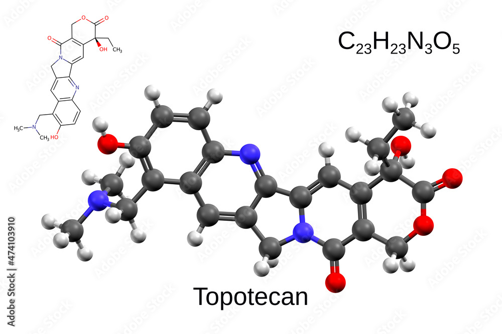 Chemical formula, structural formula and 3D ball-and-stick model of the ...