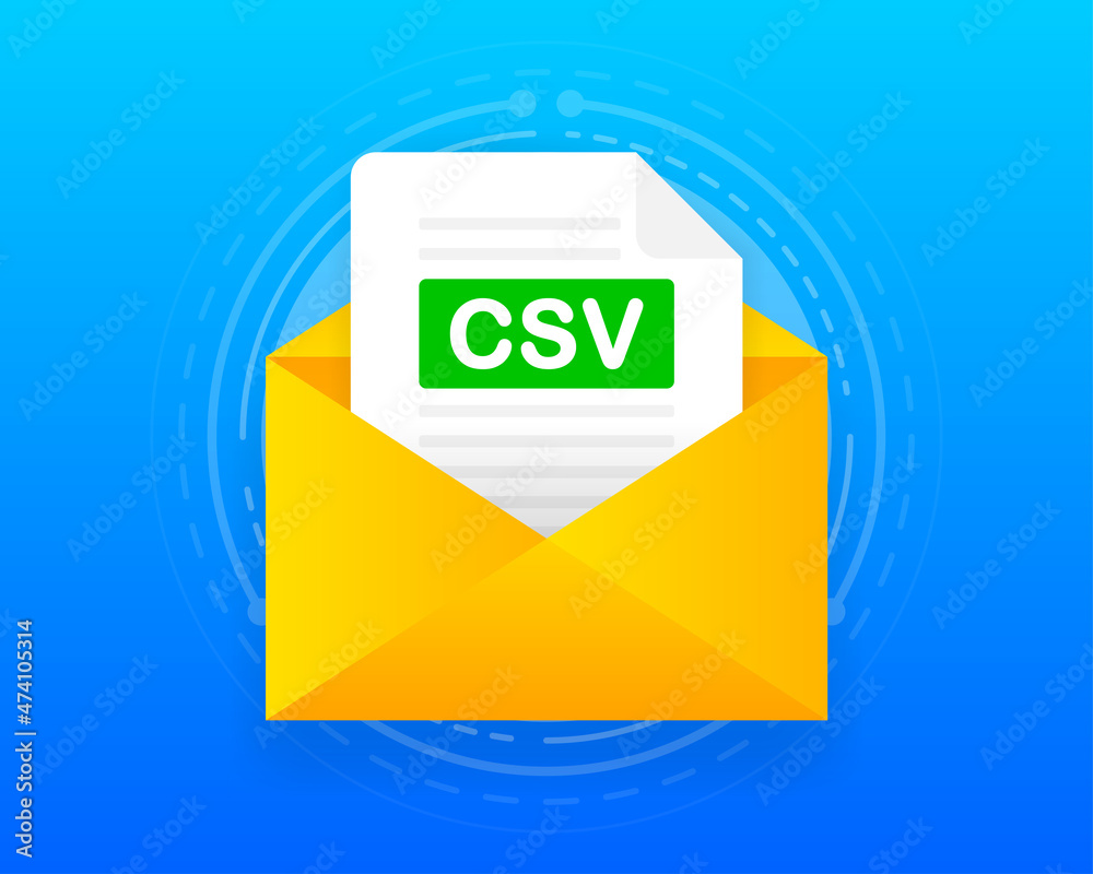 Envelope with CSV file. Laptop and email with CSV document attachment ...