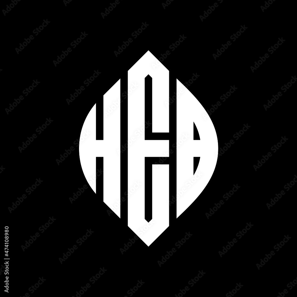 HEB circle letter logo design with circle and ellipse shape. HEB ...