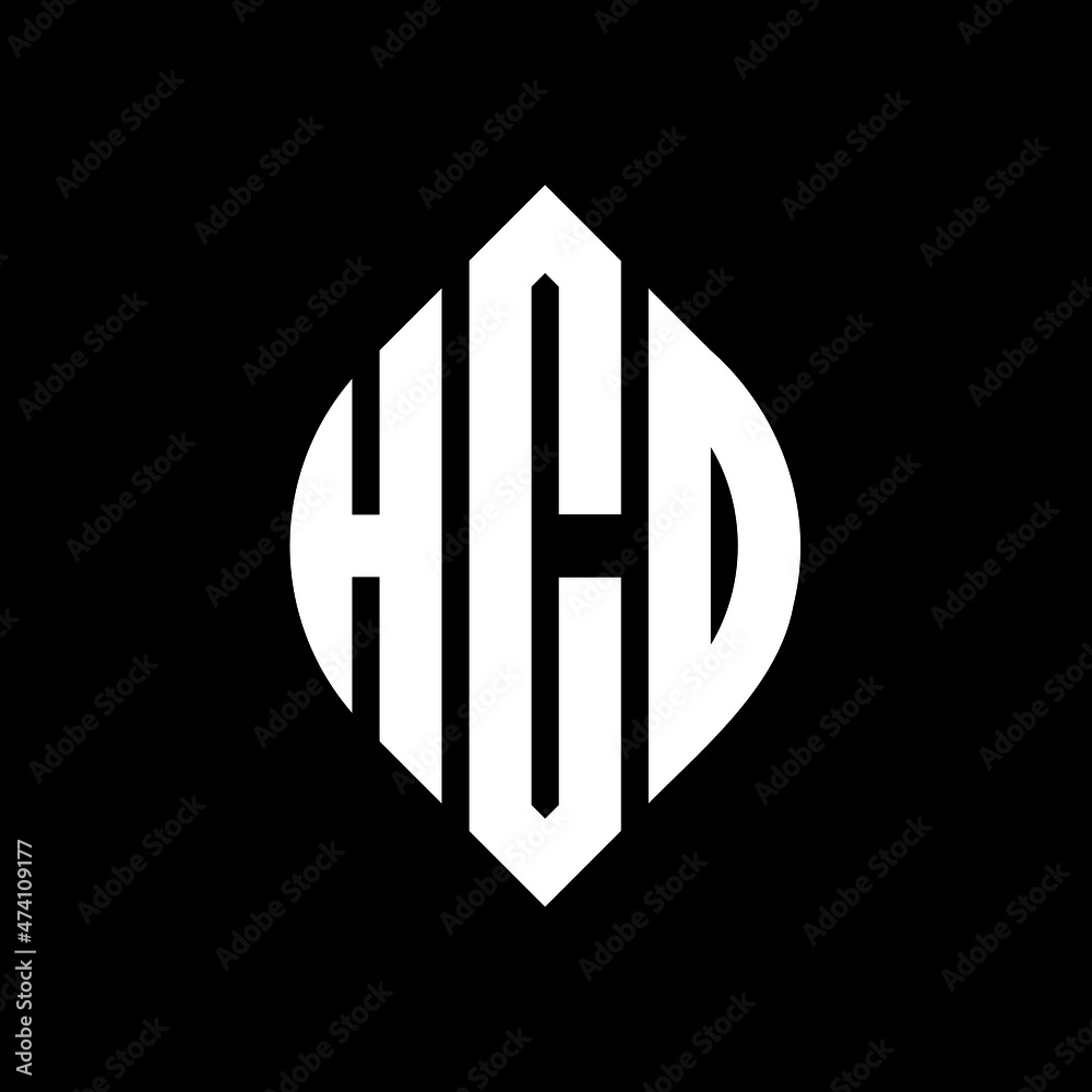 HCD circle letter logo design with circle and ellipse shape. HCD ...
