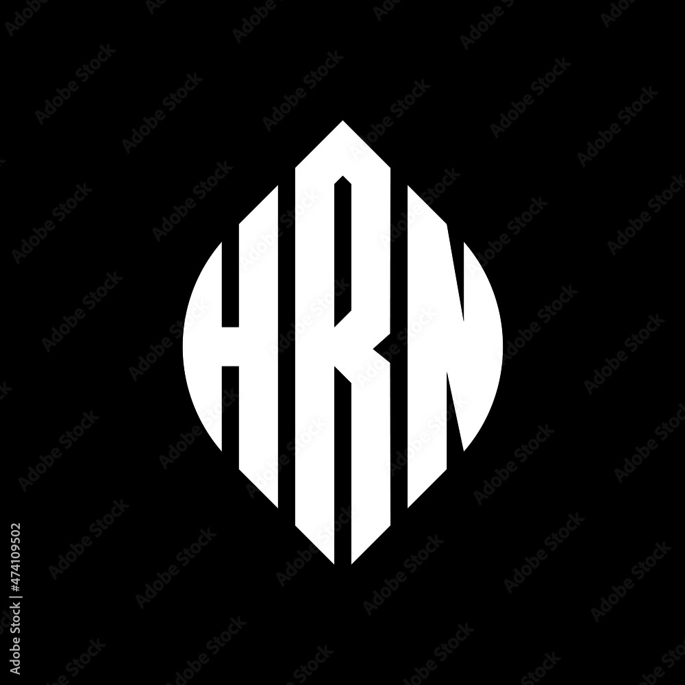 HRN circle letter logo design with circle and ellipse shape. HRN ...
