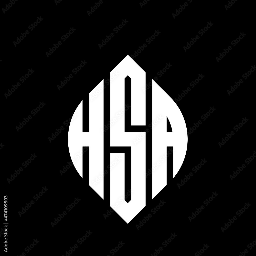 HSA circle letter logo design with circle and ellipse shape. HSA ...