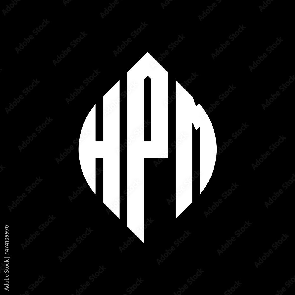 HPM circle letter logo design with circle and ellipse shape. HPM ...