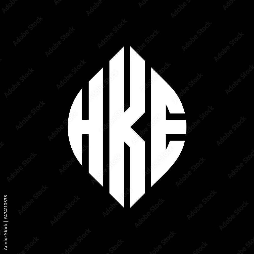 HKE circle letter logo design with circle and ellipse shape. HKE ...