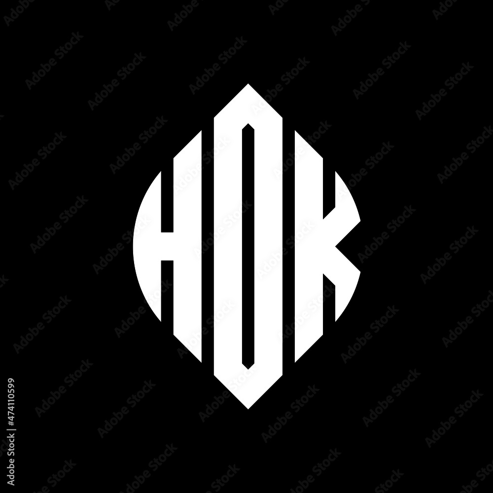HOK circle letter logo design with circle and ellipse shape. HOK ...