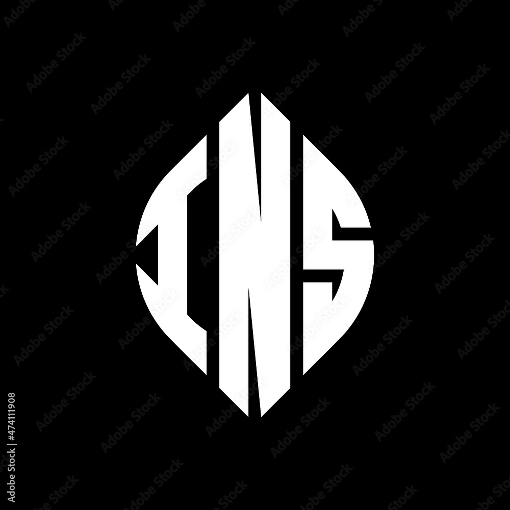 INS circle letter logo design with circle and ellipse shape. INS ...