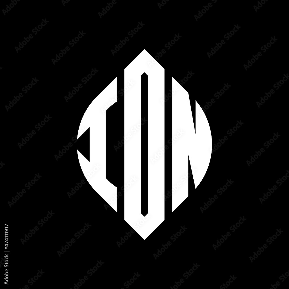 ION circle letter logo design with circle and ellipse shape. ION ...
