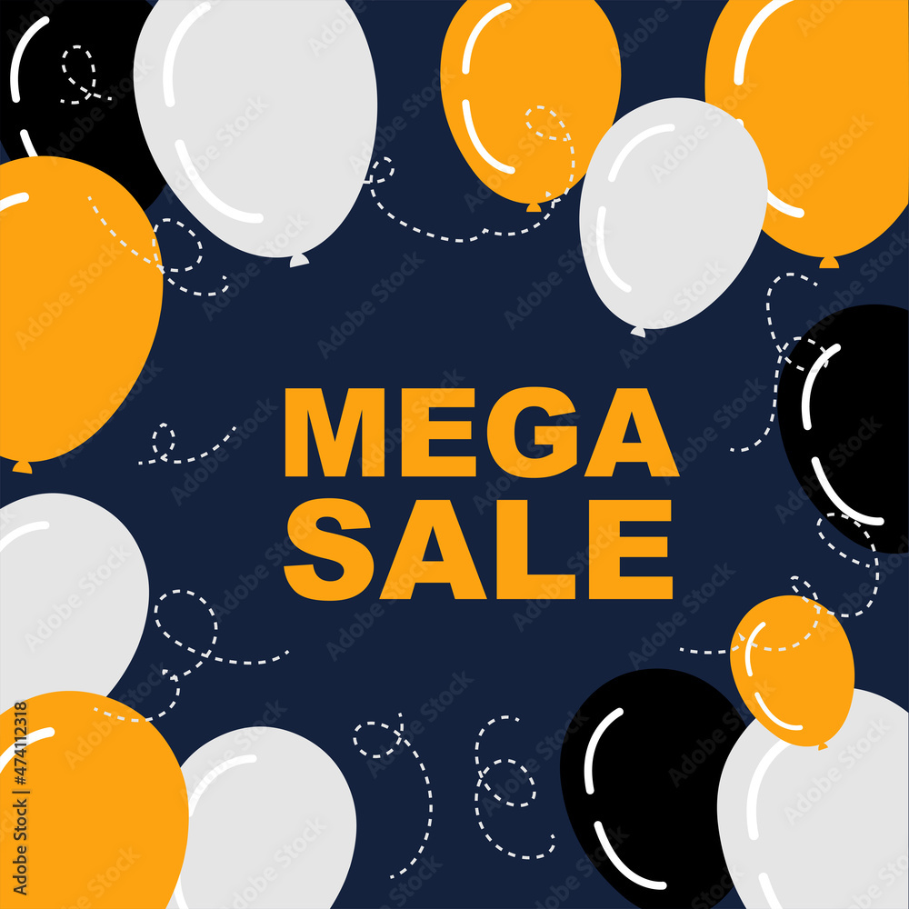 Vecteur Stock Mega sale discount banner template promotion. One day ...