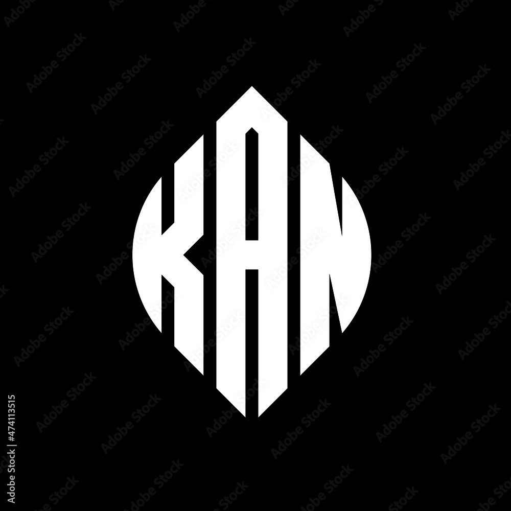 KAN circle letter logo design with circle and ellipse shape. KAN ...