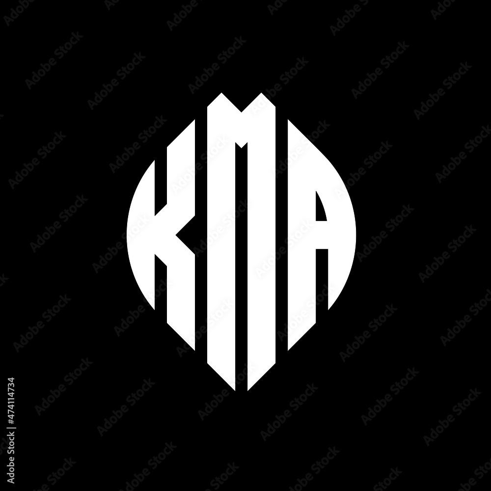 KMA circle letter logo design with circle and ellipse shape. KMA ...
