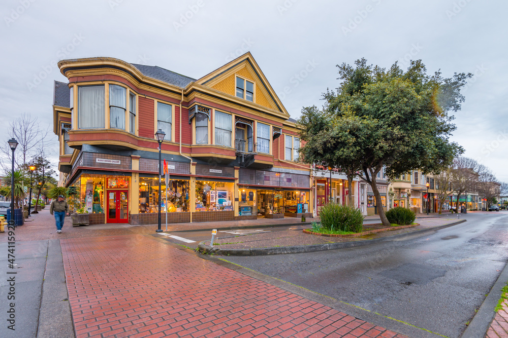 Eureka California, USA, Famous Downtown district at dawn. Stock Photo ...