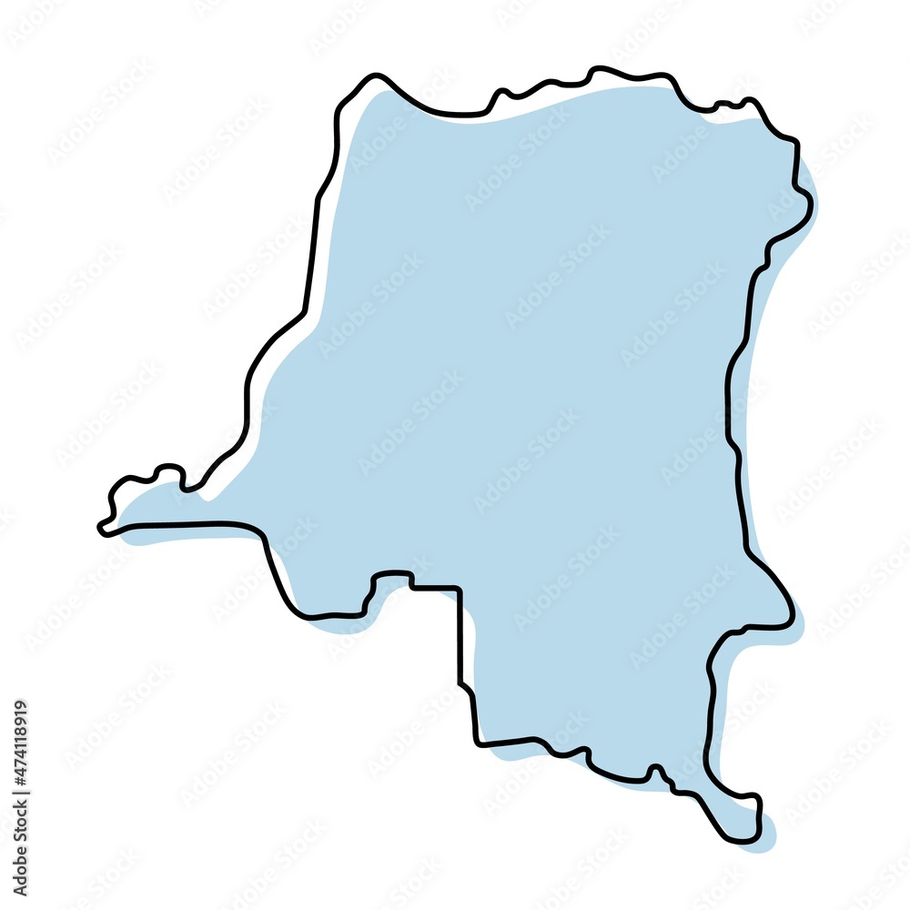 Stylized simple outline map of Democratic Republic of the Congo icon ...