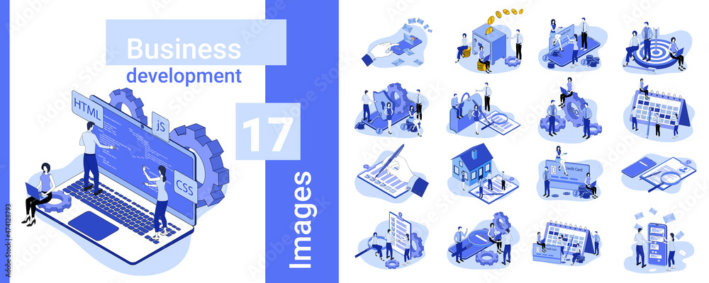 Business development.A set of illustrations in business style.A ...