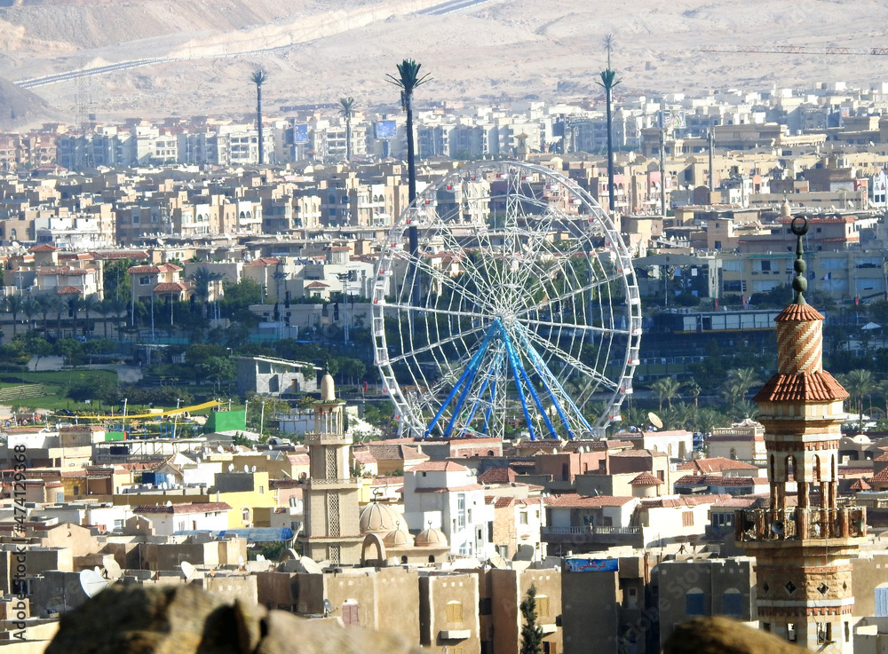 Aerial view of Sheikh Zayed city in Giza with buildings, houses ...