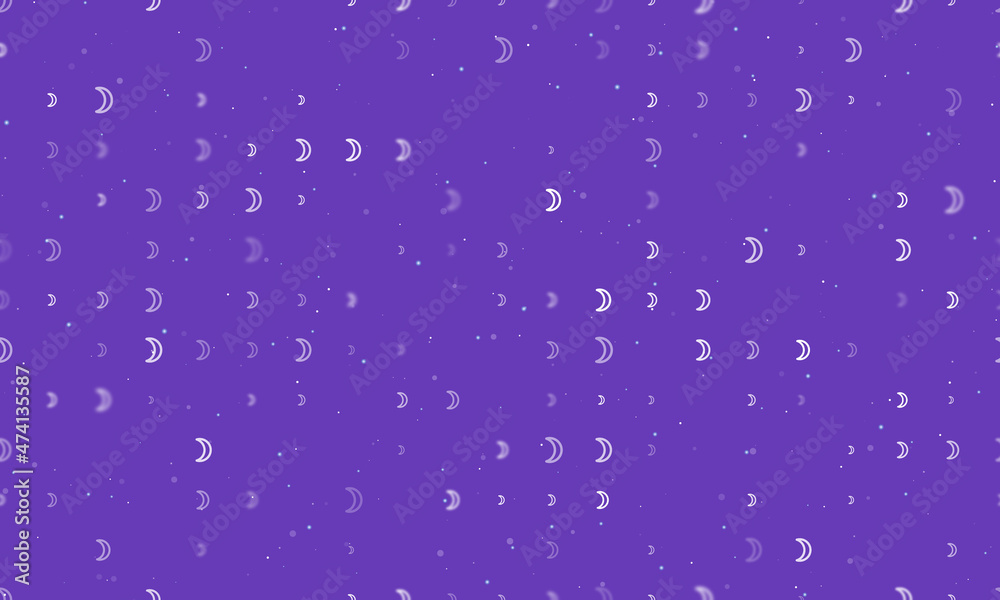 Seamless background pattern of evenly spaced white moon astrological ...