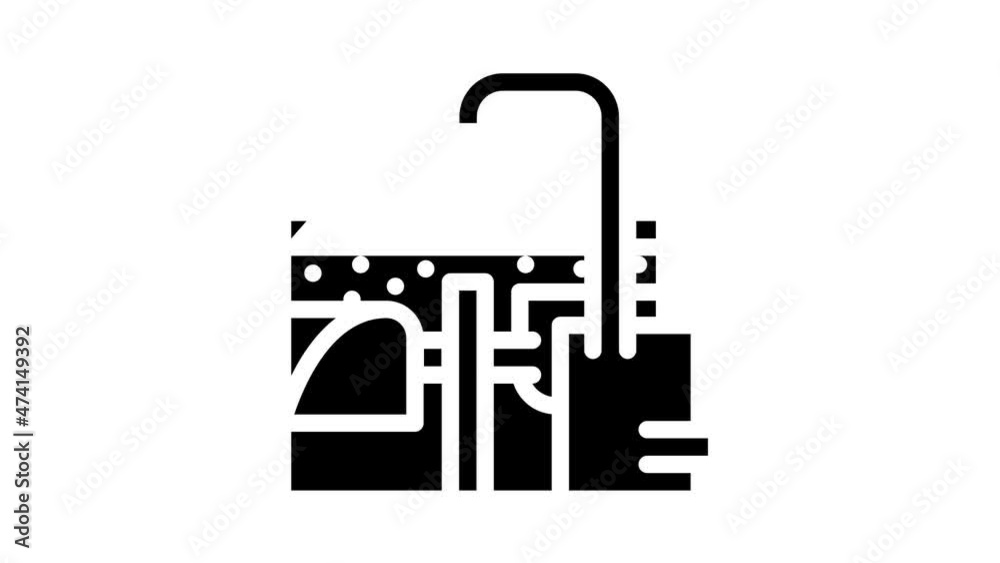 methane tank or biogas plant, digester or reactor animated glyph icon ...