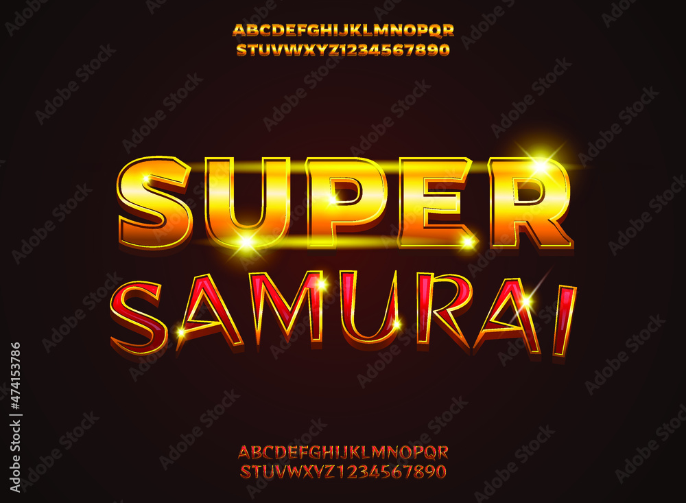 fantasy golden red super samurai text effect Stock Vector | Adobe Stock