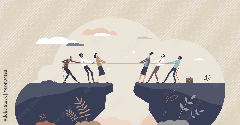 Rivalry as business competition, conflict or negotiation tiny person ...