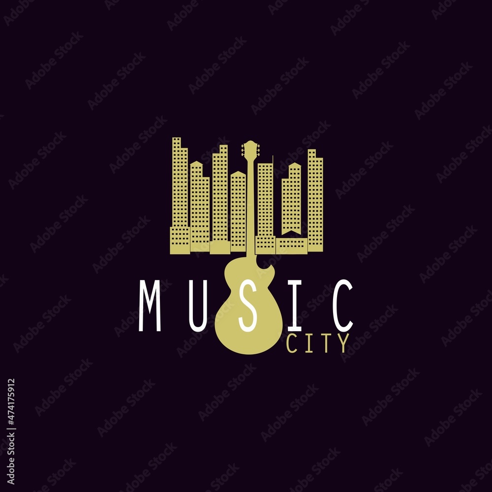 Music city logo. Vector illustration template design Stock Vector ...