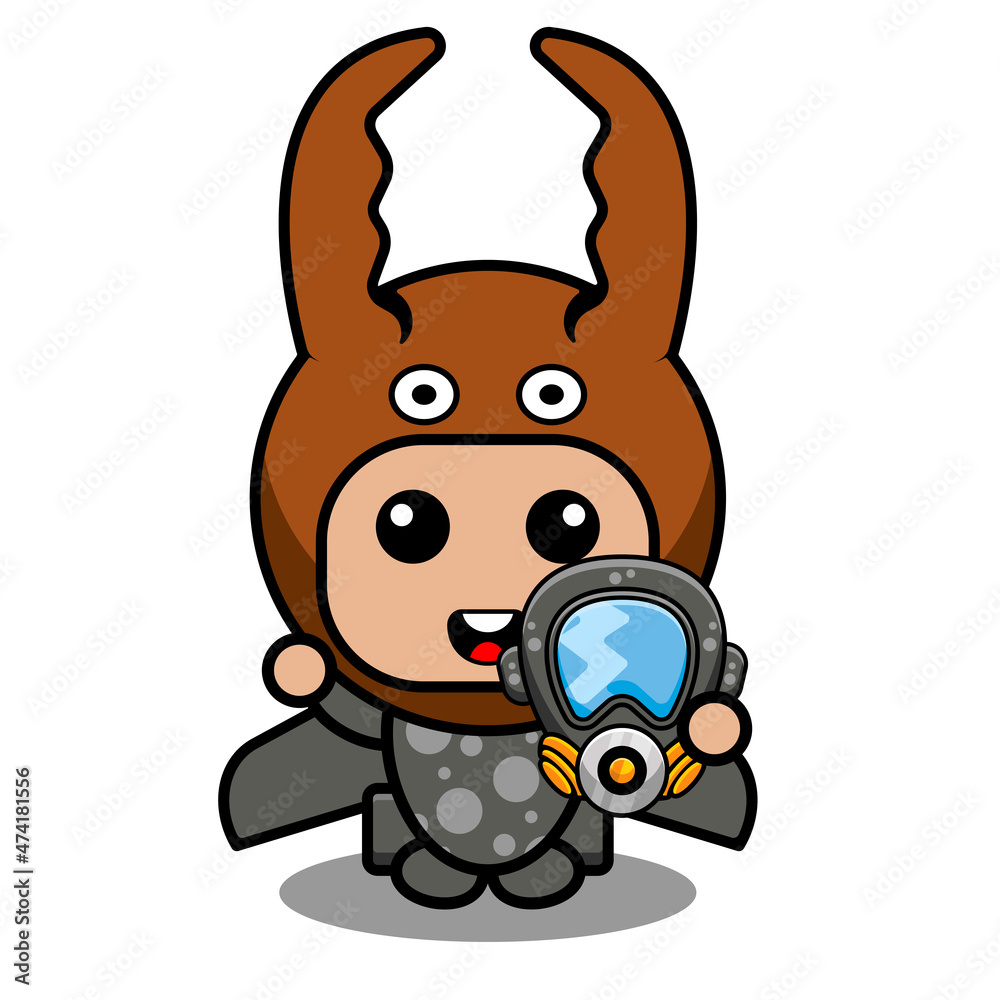 vector cartoon character cute mascot costume fighting beetle animal gas ...