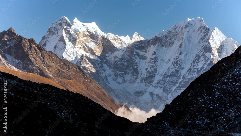 Mountain everest snow white cold freeze top of the world blue skies ...