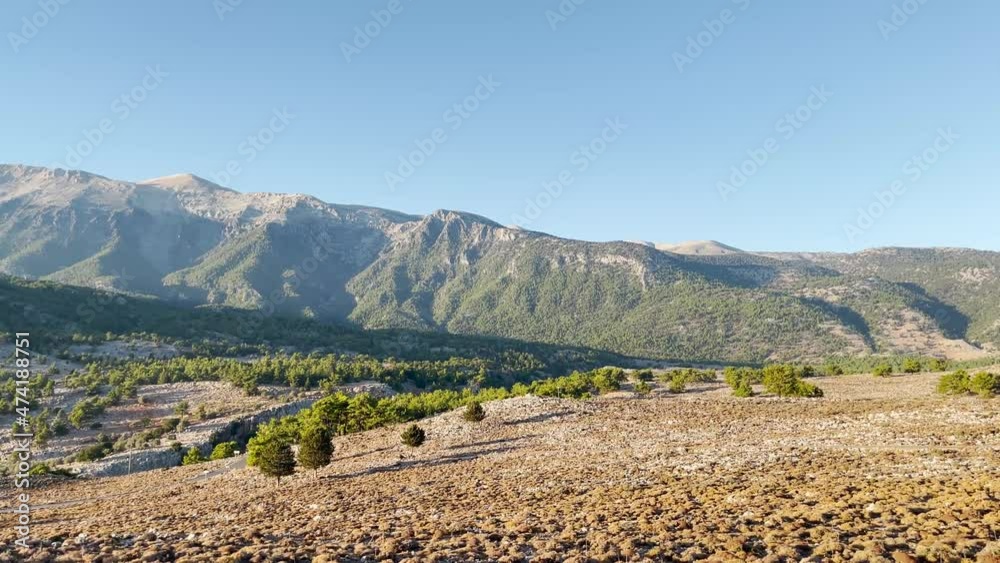 Beautiful nature of Grece. Car driving through the mountains on the ...