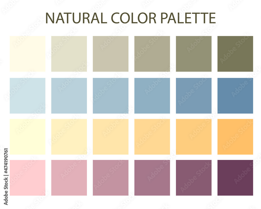 Creative vector illustration of natural tone color palette set isolated ...