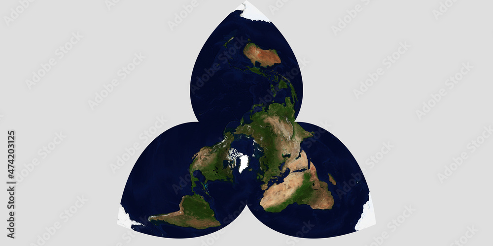 High-Resolution Physical World Map. Bartholomew Tetrahedral Projection ...
