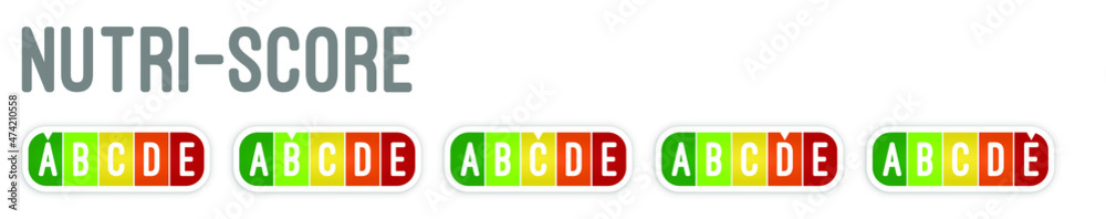 Nutri-score icons set. Isolatad Nutriscore stickers for packaging on ...
