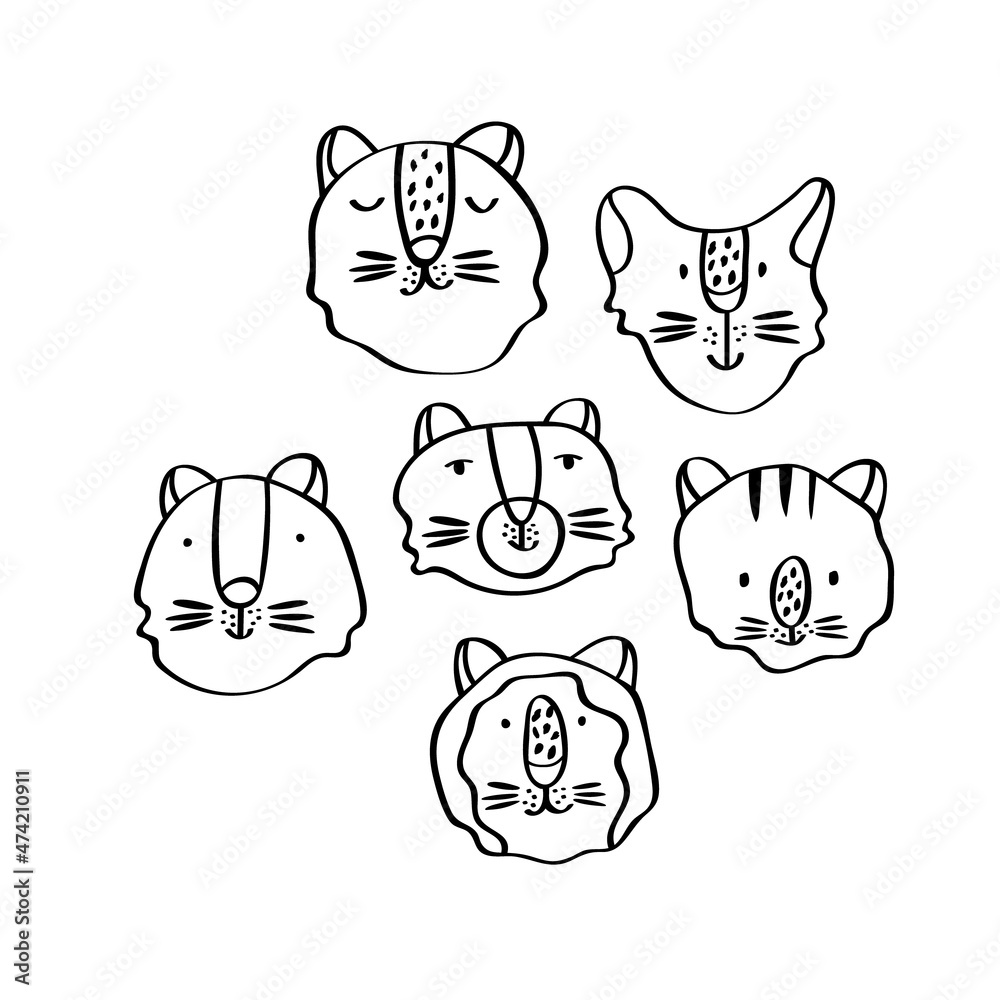 Circle of cute vector graphic little tigers. Chinese 2022 year symbol. Year of tiger. Cartoon ...