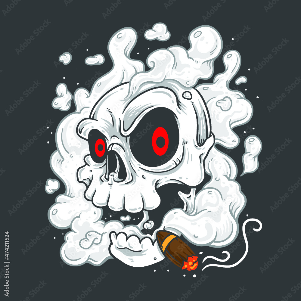Skeleton Smoking A Cigarette Cartoon