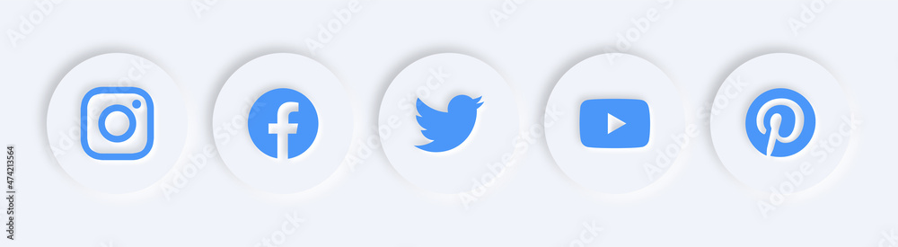 Social network icons set: Instagram, Facebook, Twitter ,Youtube ...