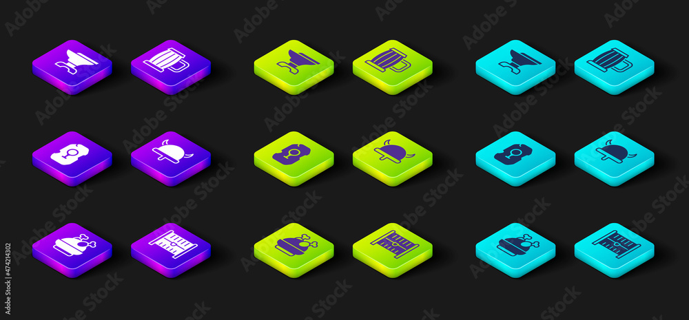 Set Roasted turkey or chicken, Antique treasure chest, Magic rune ...