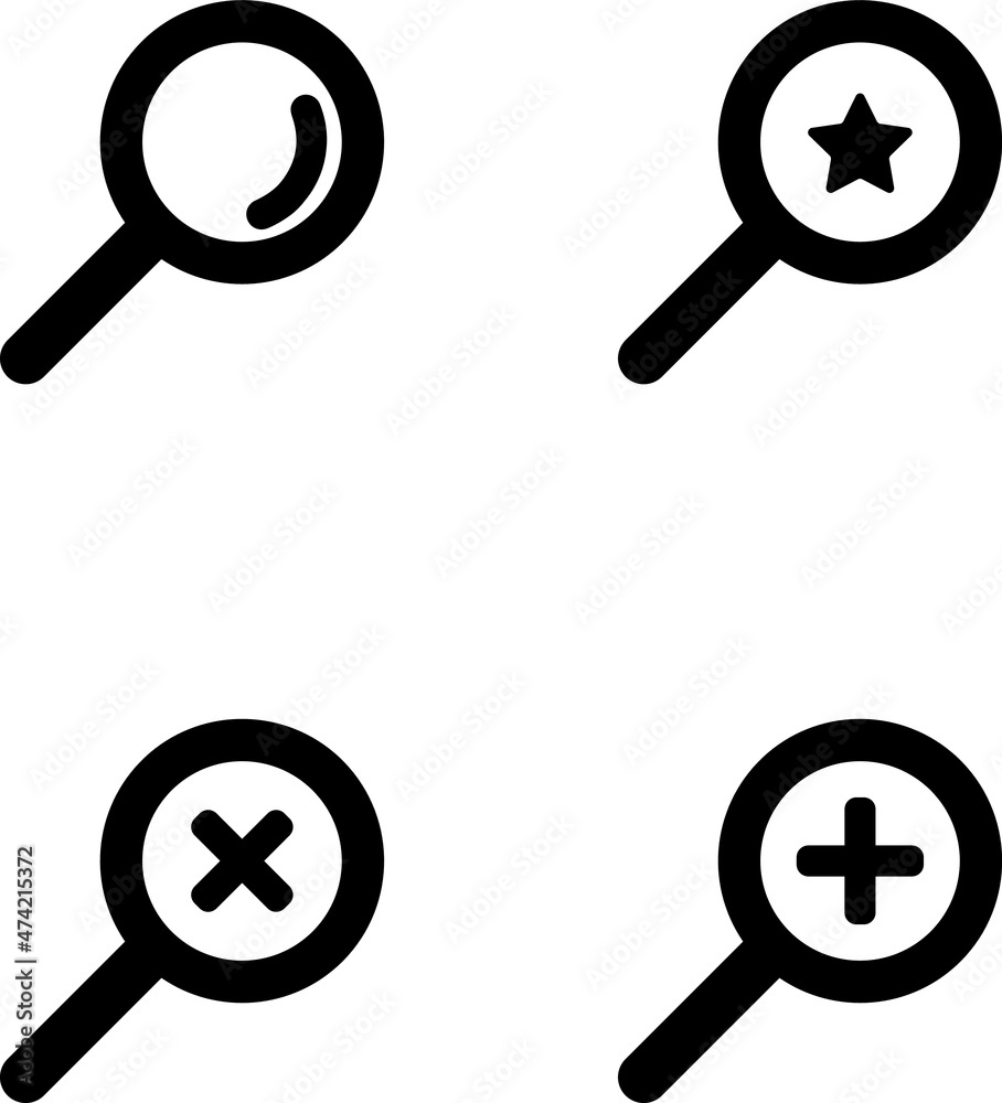 Vecteur Stock magnifying glass icon set. magnifying sign. magnification ...