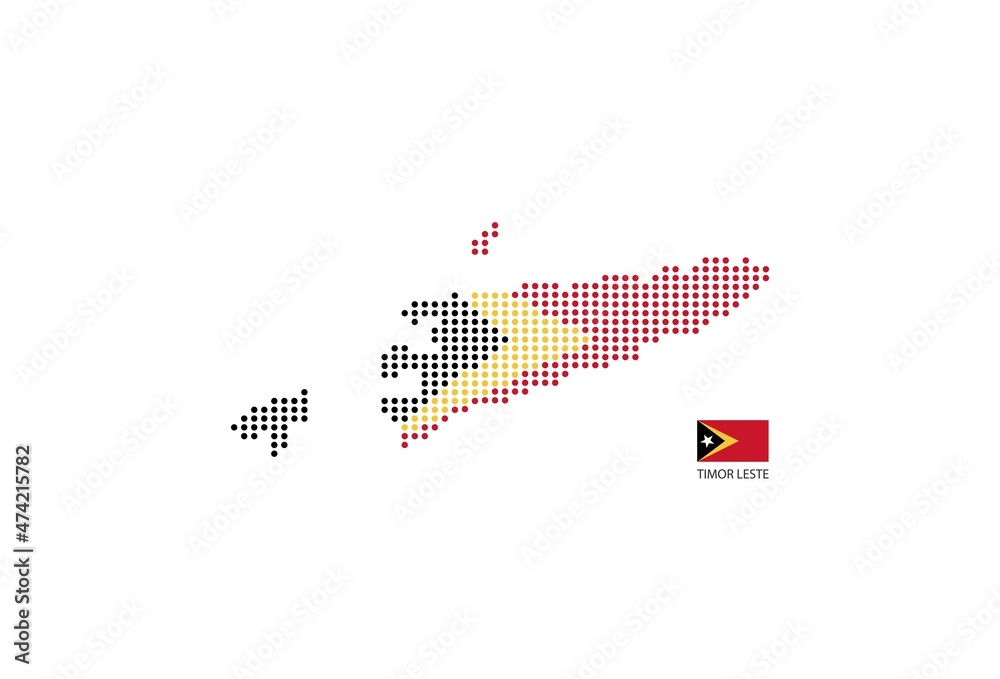 Timor Leste map design by color of Timor Leste flag in circle shape ...