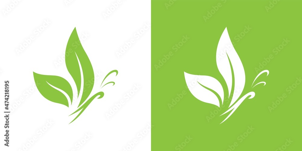 Butterfly vector logo with leaf icon vector. Stock Vector | Adobe Stock
