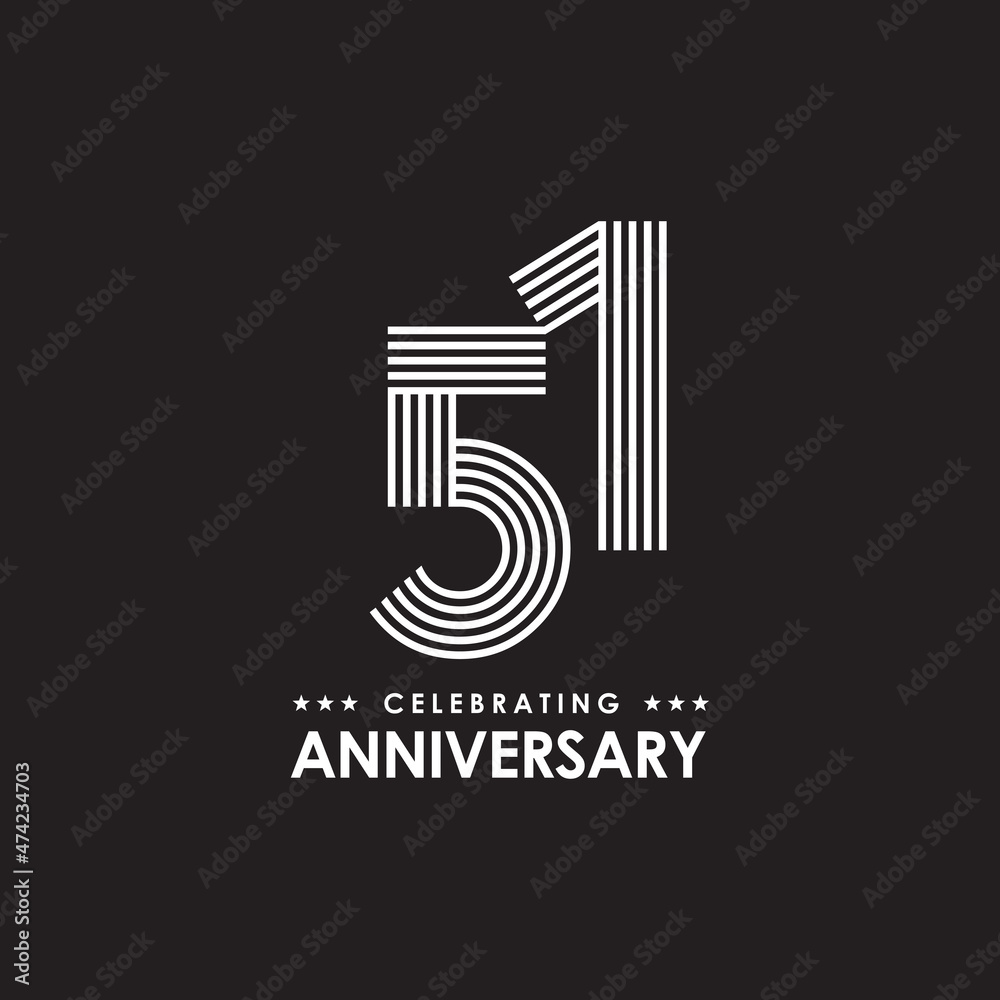 51th years anniversary emblem logo design Stock Vector | Adobe Stock