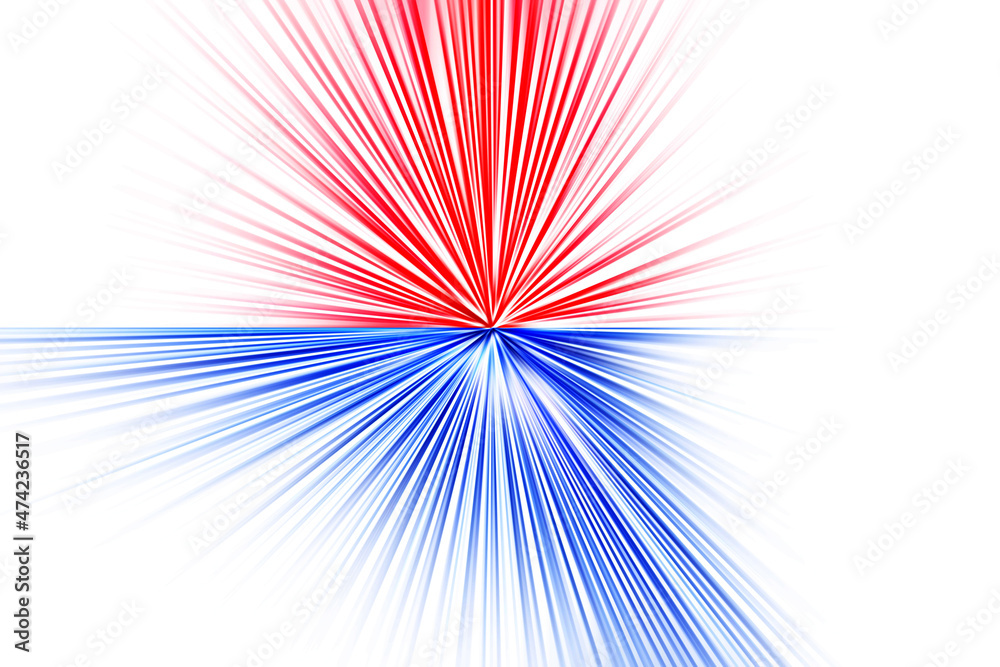 Abstract surface of blur radial zoom in red and blue tones on white ...