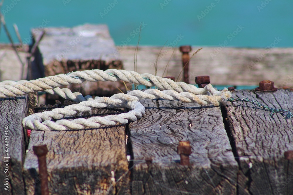 Corde, bois et clous, réserve naturelle de Sian Ka'an, Tulum Stock ...