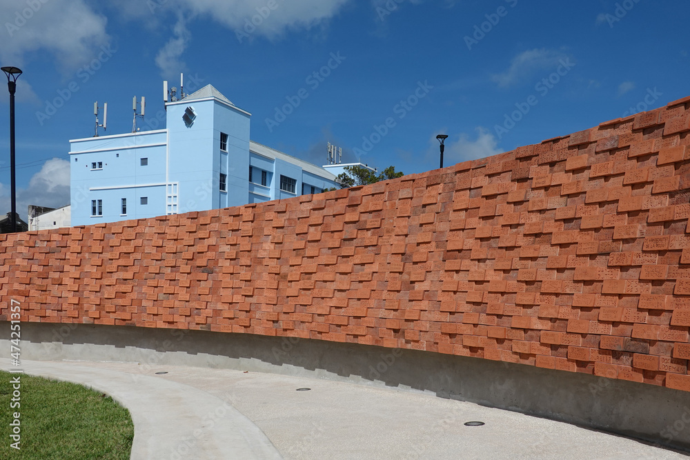 Bridgetown, Barbados, Nov 2021. Barbados wall with the names of local ...