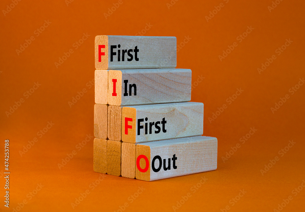 FIFO first in first out symbol. Concept words FIFO first in first out ...