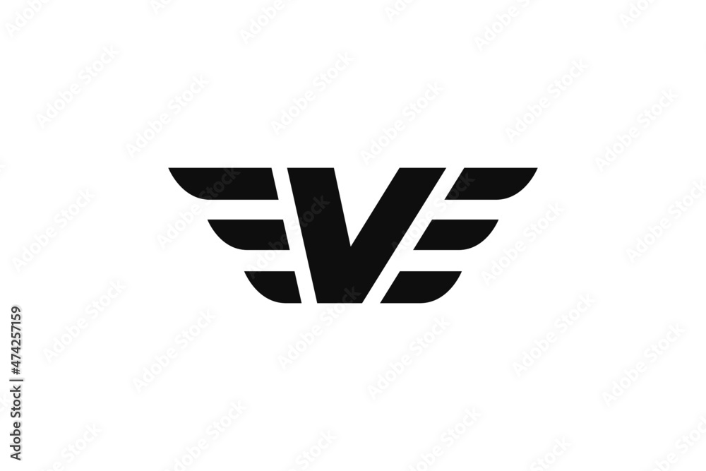 V Initial letter wings logo vector design Stock Vector | Adobe Stock