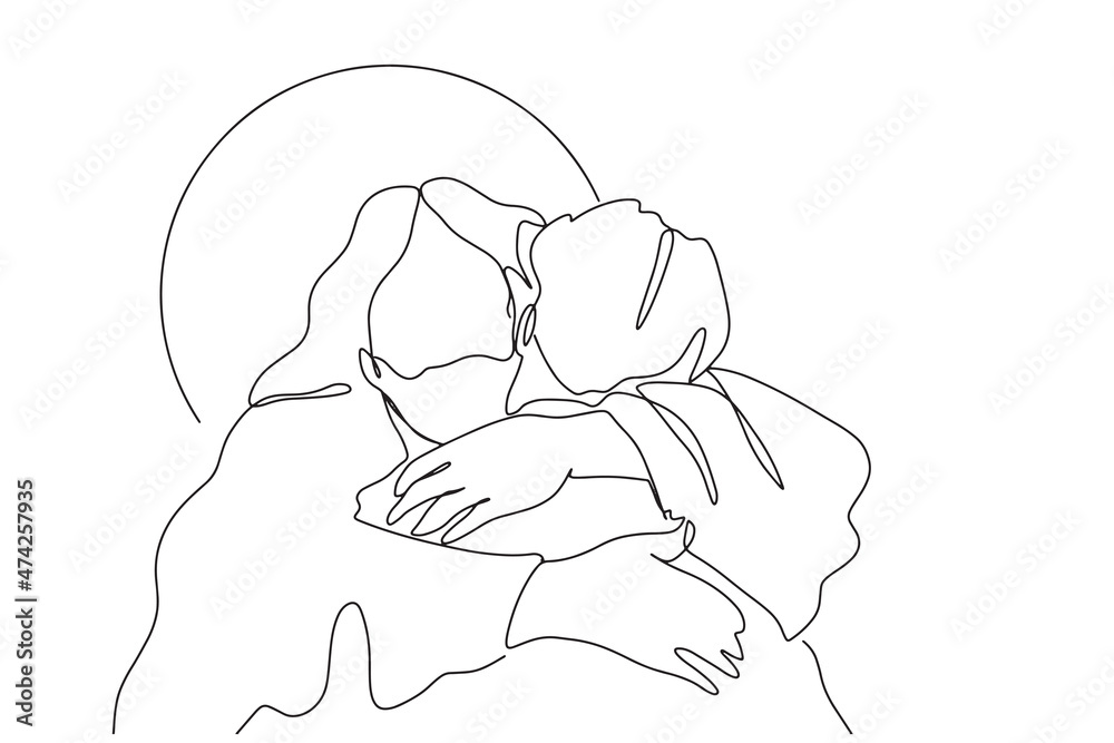 Continuous line drawing of Jesus Christ vector illustration Testament ...