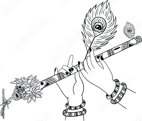 Bansuri Line Art