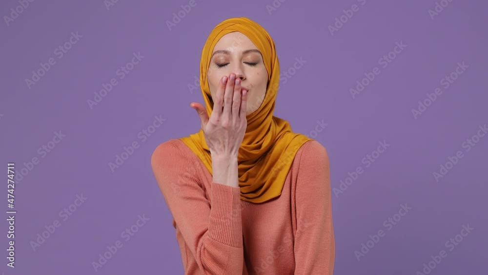 Video Stock Coquette young arabian asian muslim woman in abaya hijab ...