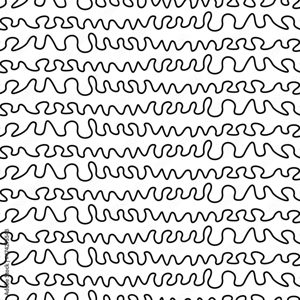 Curved lines seamless pattern. Jagged stripes ornament. Curves print ...