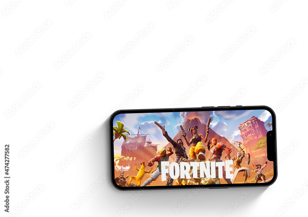 Fortnite Season 8 mobile game app on iPhone 13 Pro smartphone screen on ...