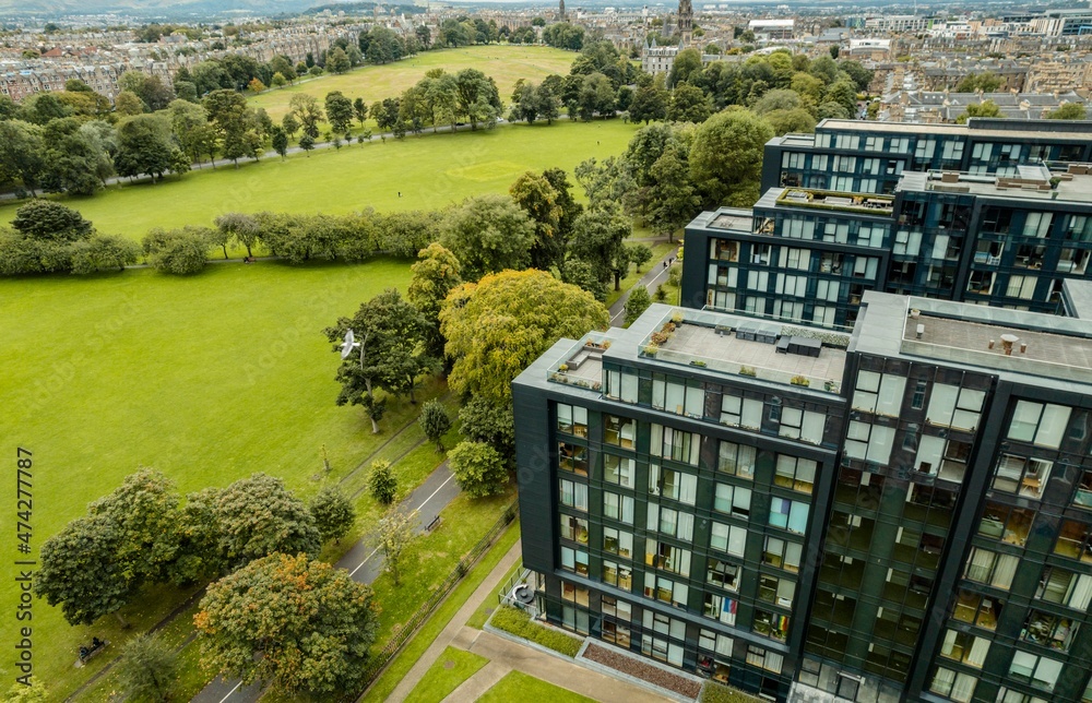 Aerial view of Edinburgh the old architecture that’s mixed among its ...