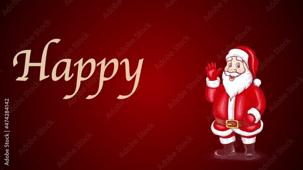 4K Video Design of Hand Drawn Cute Santa Claus Rotating Animation ...