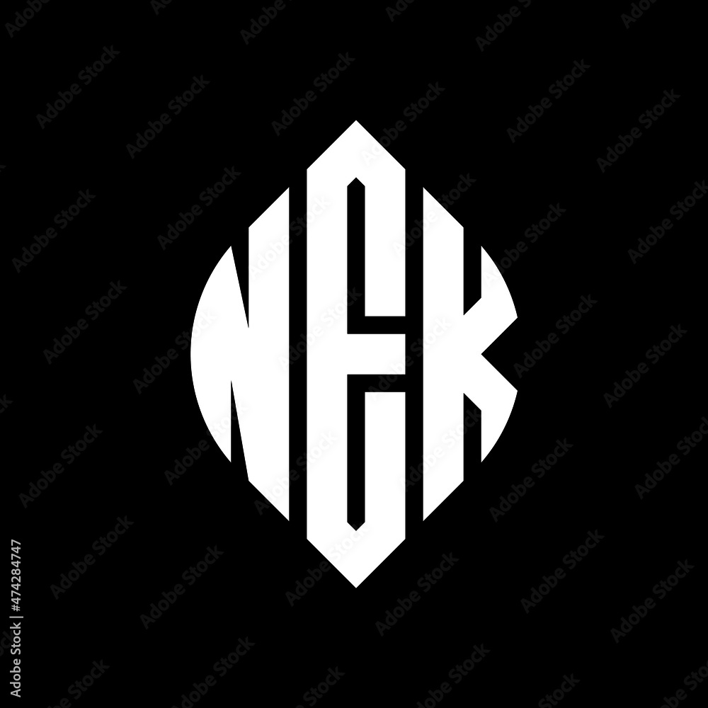 NEK circle letter logo design with circle and ellipse shape. NEK ...